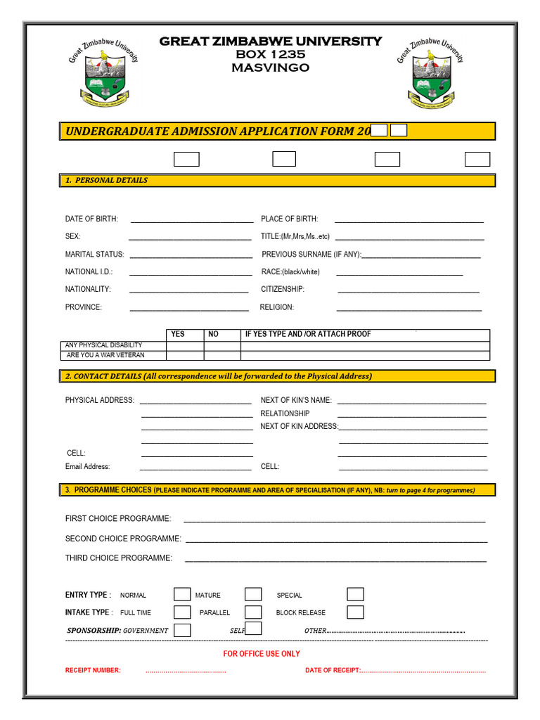 Undergraduate Application Form | PDF | Bachelor's Degree | Academic Degree