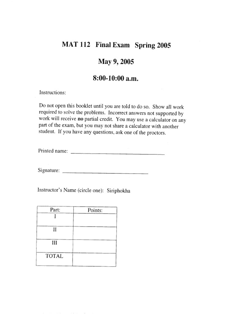 MAT112 2005spring | PDF