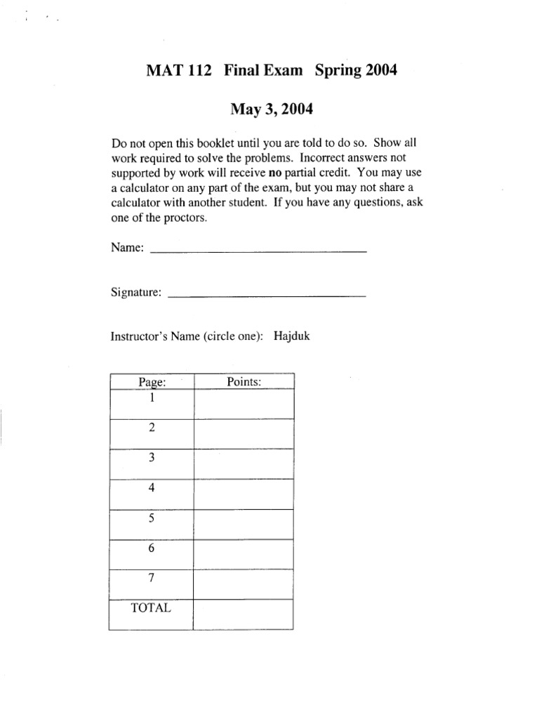 MAT112 2004spring | PDF