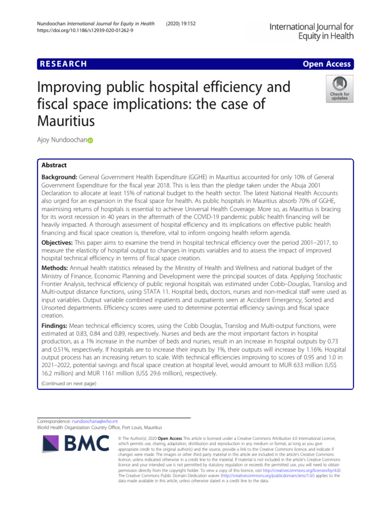 Improving Public Hospital Efficiency and Fiscal Space 2ard3j9z9s | PDF ...