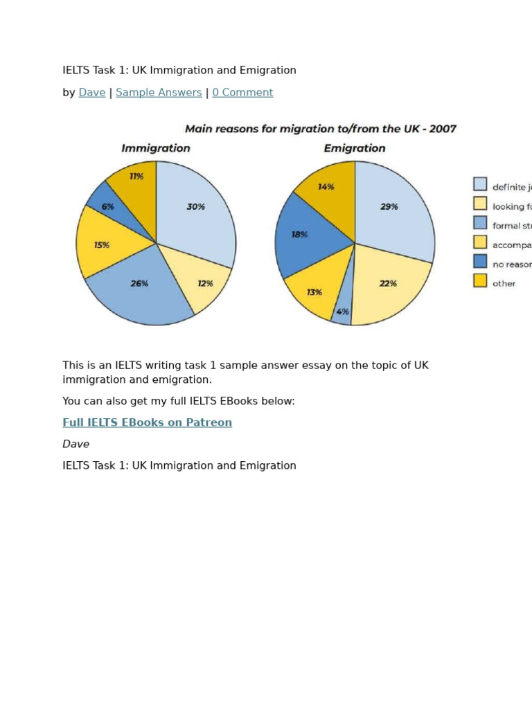 IELTS Task 1 UK Immigration and Emigration | PDF | Immigration | International English Language ...