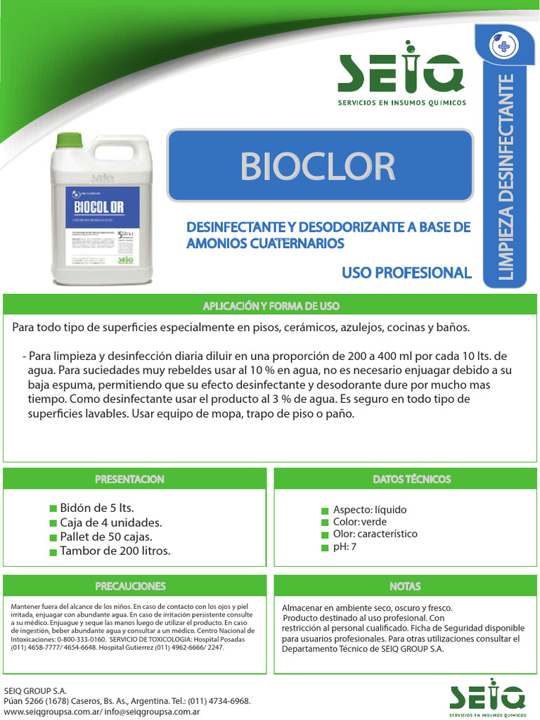 Ficha Tecnica Bioclor | PDF | Agua