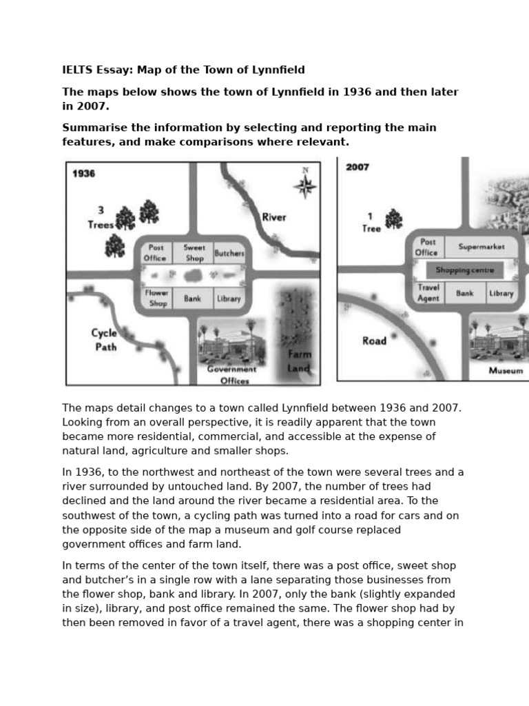 IELTS Essay Map of The Town of Lynnfield | PDF