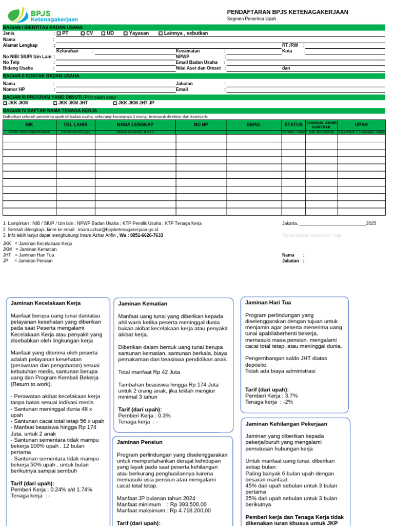 Panduan Pendaftaran BPJS Ketenagakerjaan | PDF