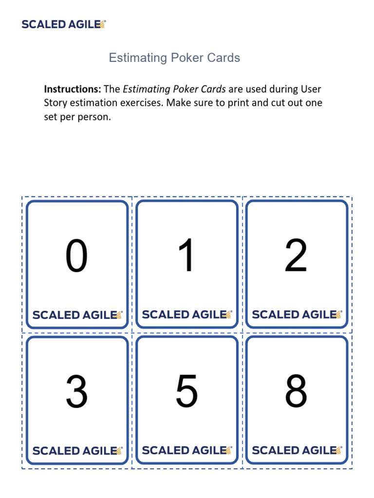 Estimating Poker Cards Handout | PDF
