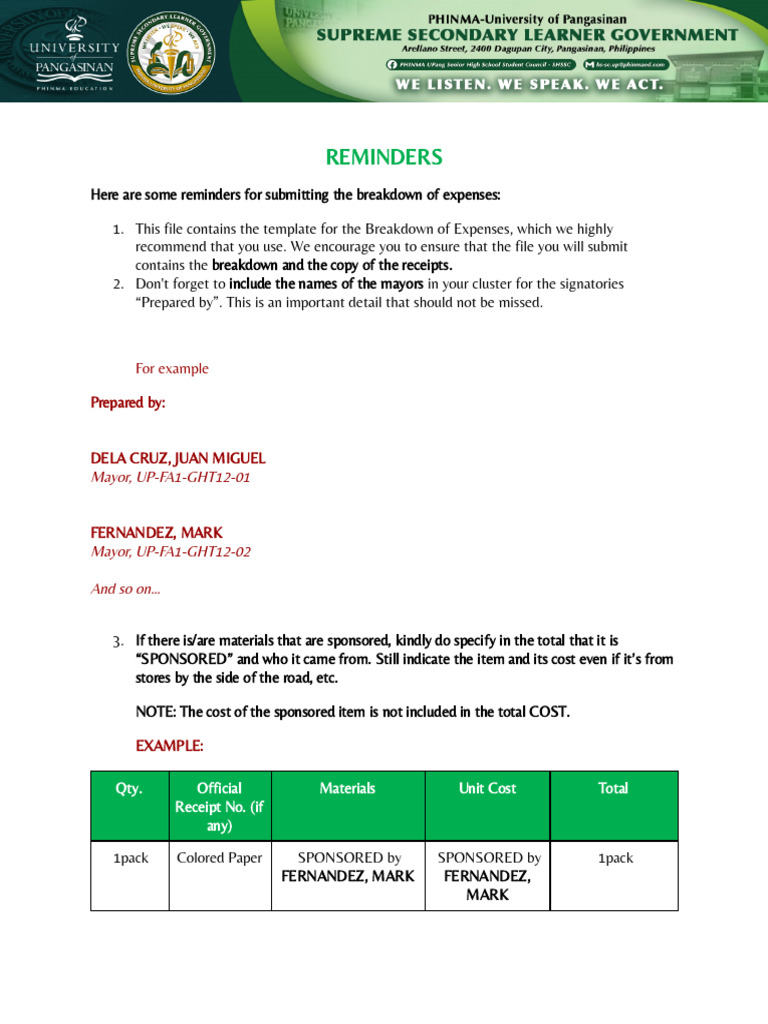 Breakdown-of-Expenses | PDF