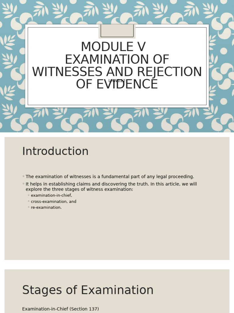 Examination of Witnesses | PDF | Evidence | Witness