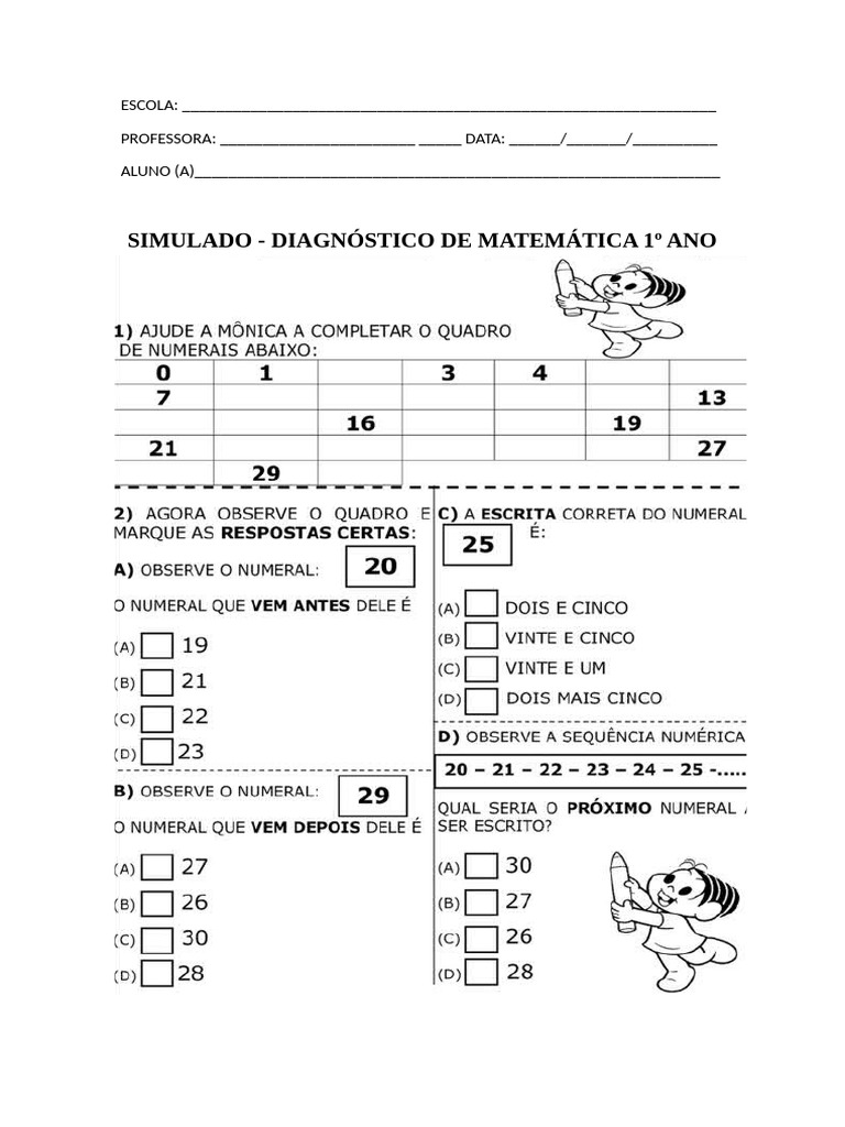 Simulado 1 Ano Matemática | PDF
