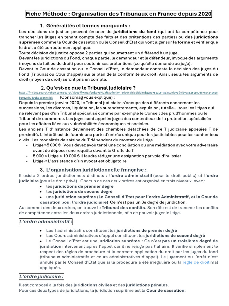 Organisation des tribunaux en France 2020 | PDF | Crimes | Crime et ...