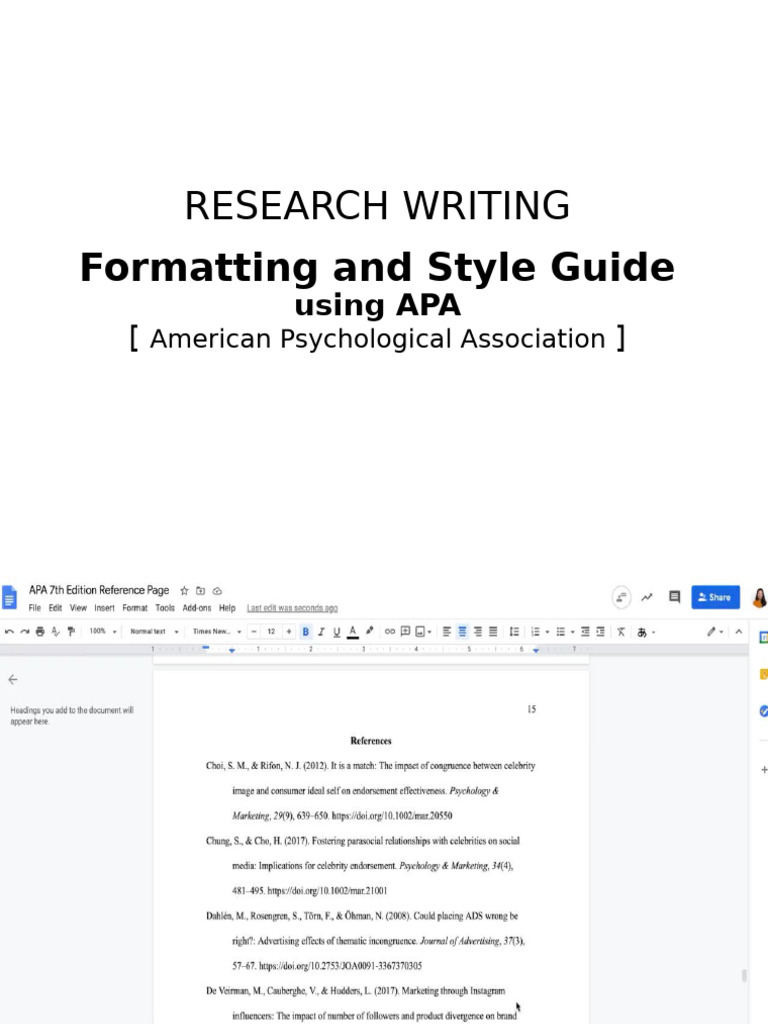 WEEK 7 - Formatting and Citation | PDF | Apa Style | Citation