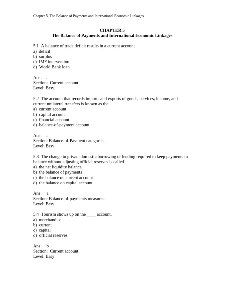 Balance of Payments and Economic Linkages | PDF | Balance Of Payments ...