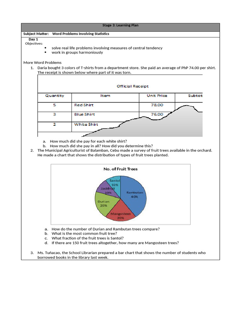 Word Problems on Statistics and Data Analysis | PDF | Mathematics