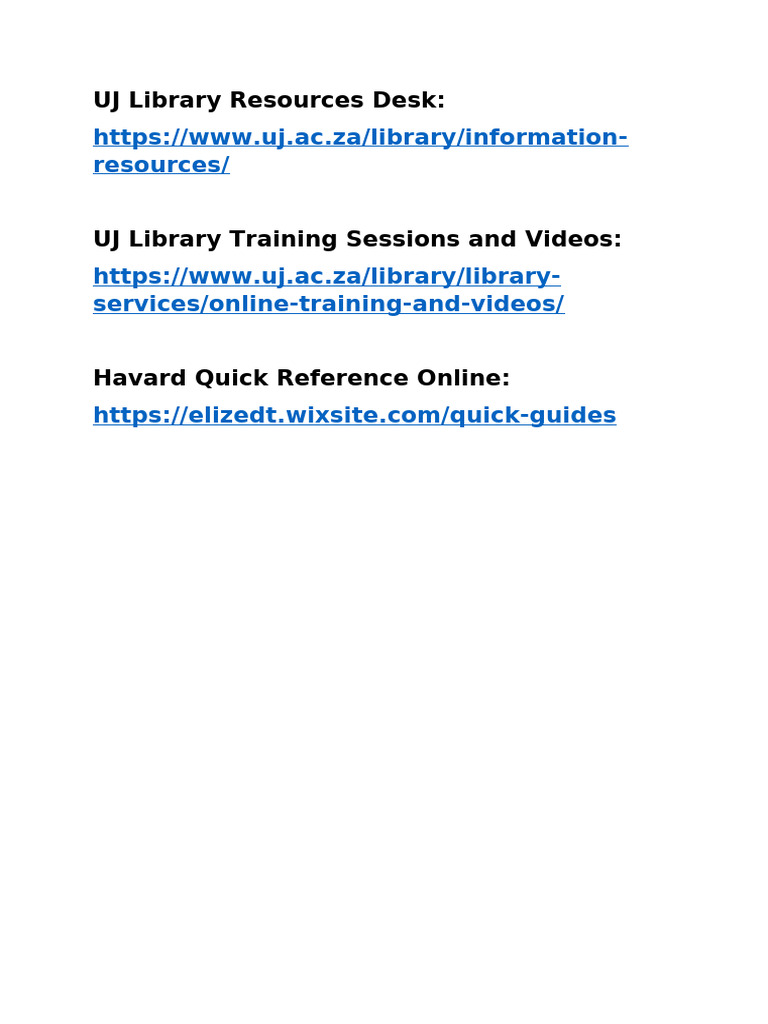 UJ Library Referencing Resources | PDF