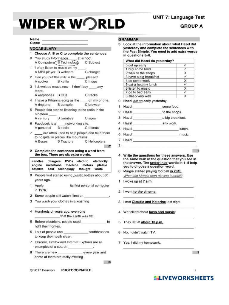 Worksheet 7648033 | PDF