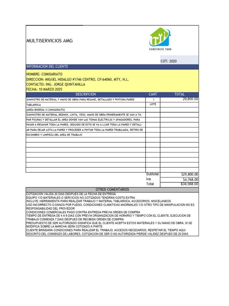 Multiservicios Amg: Informacion Del Cliente | PDF