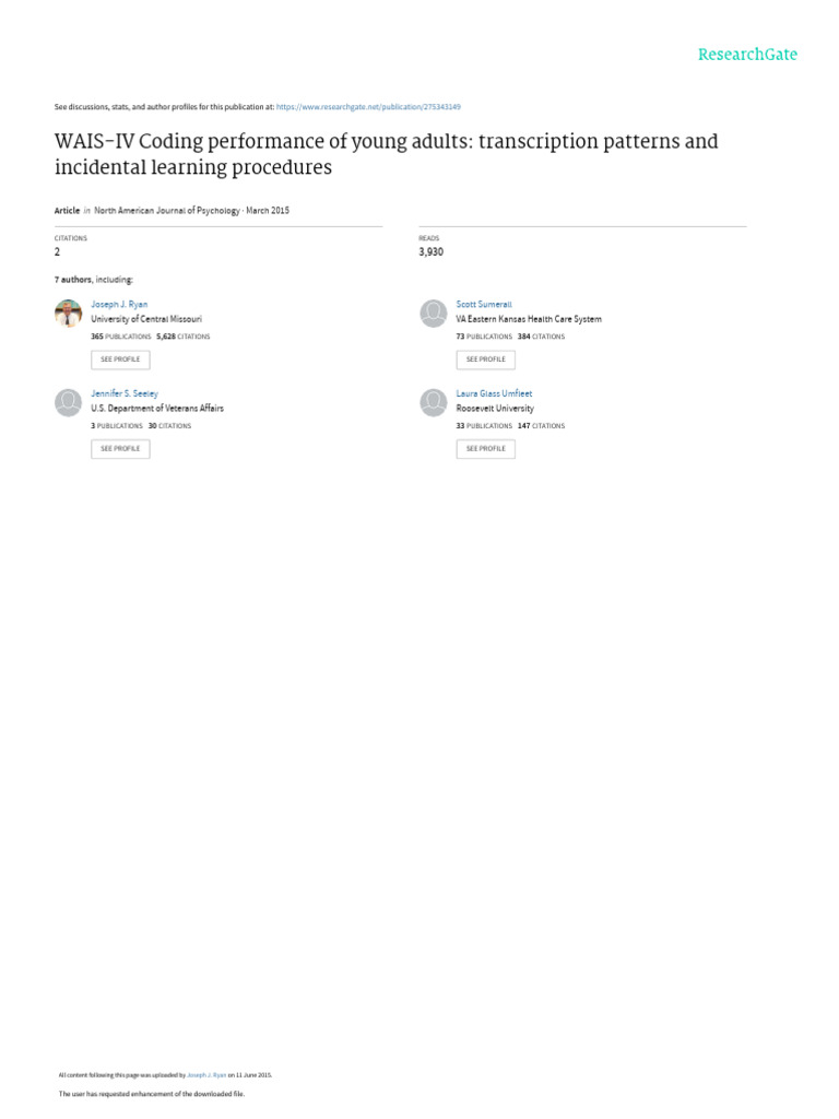 WAIS IVCoding30 Seckreiner197 212 | PDF | Wechsler Adult Intelligence ...