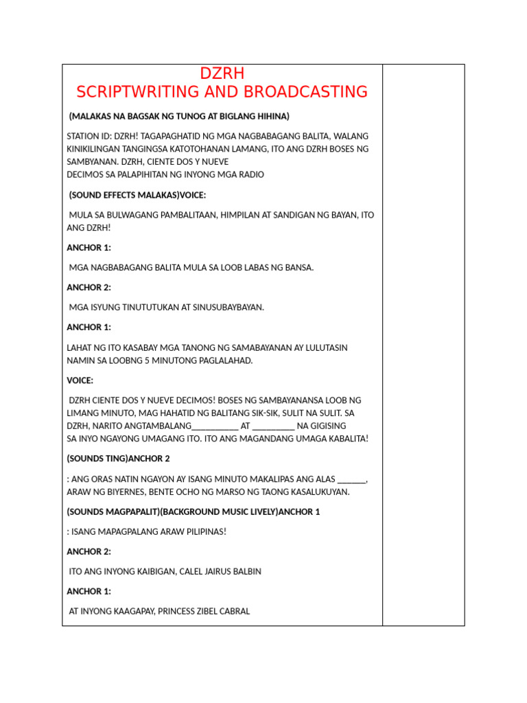 DZRH Script | PDF