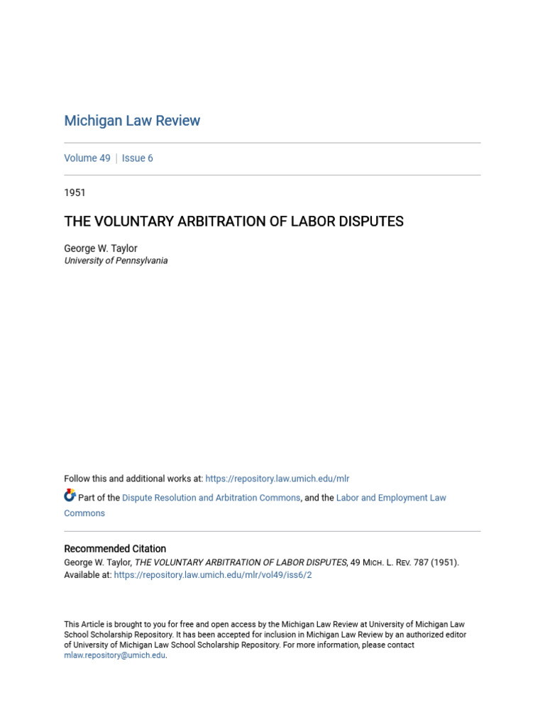 Voluntary Arbitration in Labor Disputes | PDF | Collective Bargaining ...