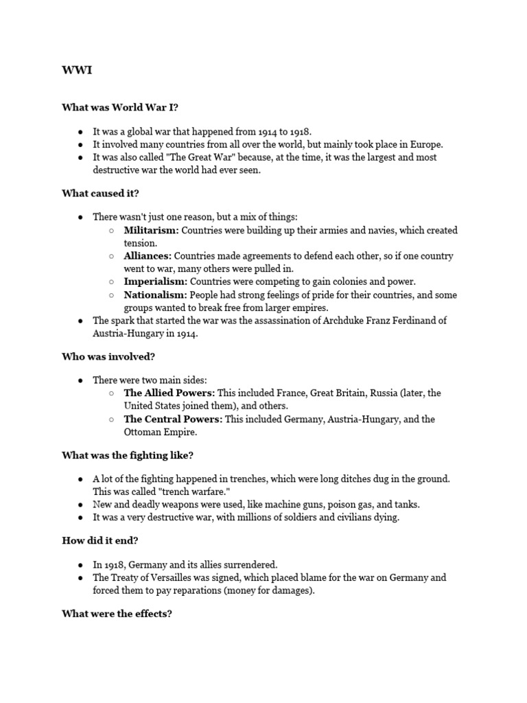 WWI Notes | PDF