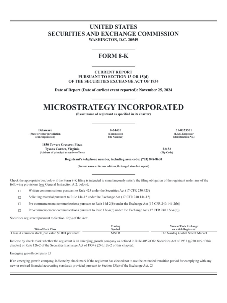 Form - 8 K - 11 25 2024 | PDF | Stocks | Equity (Finance)