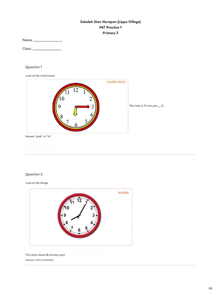 PAT Practice Grade 3 | PDF