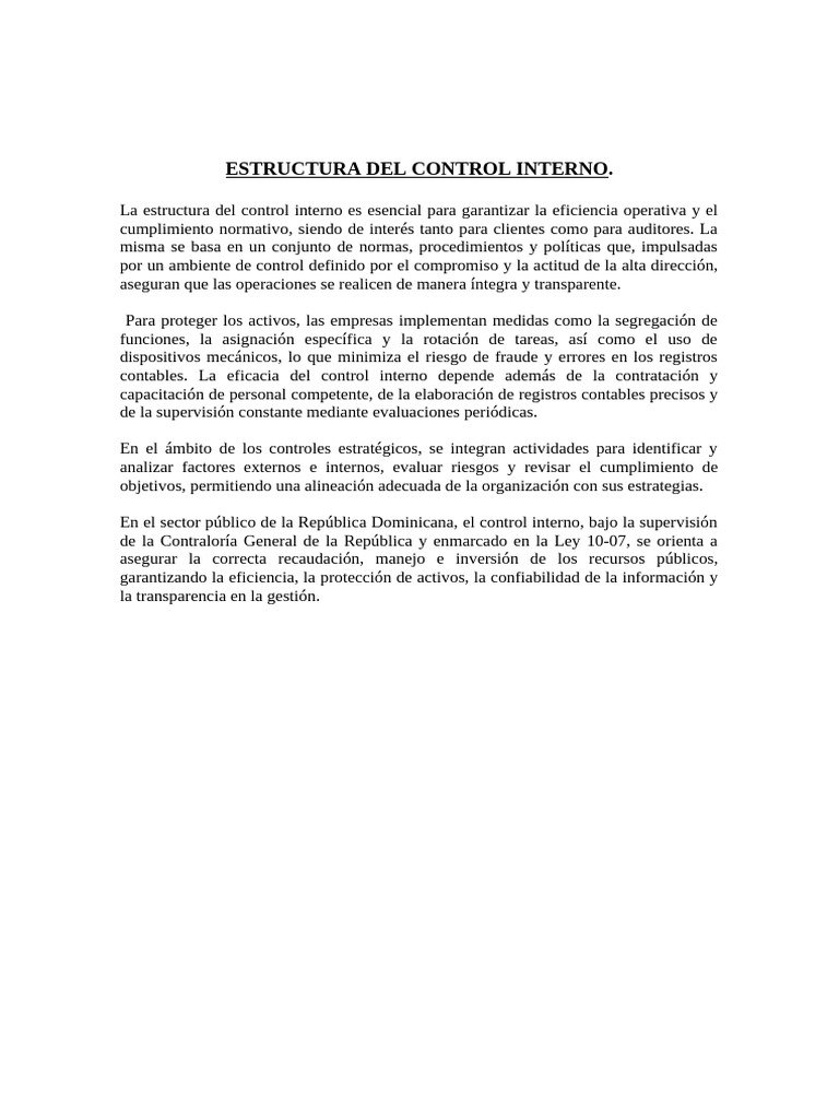 Estructura Del Control Interno | PDF
