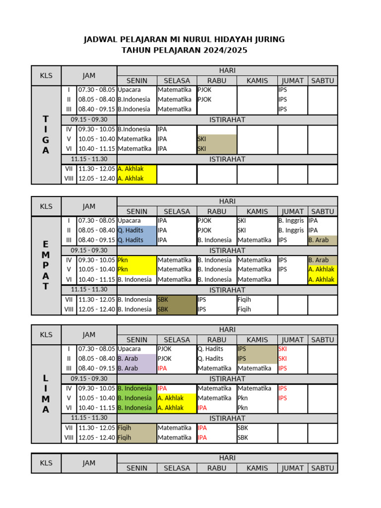 Jadwal 2024-2025-2 | PDF