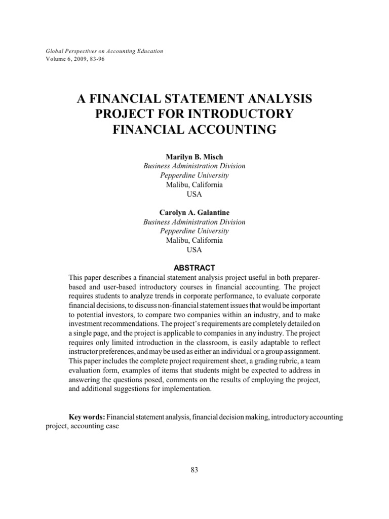 Financial Statement Analysis Project Guide | PDF | Revenue | Mergers ...