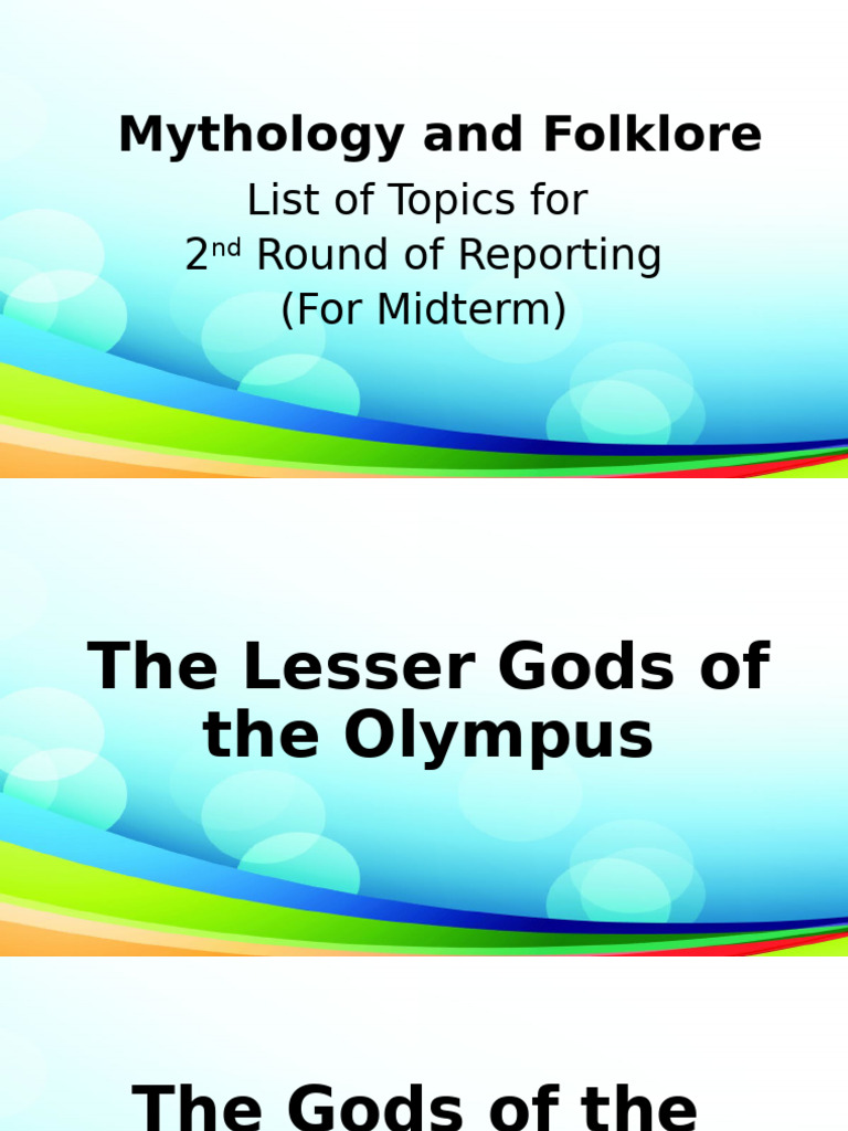 Mythology Folklore Topics For Reporting | PDF
