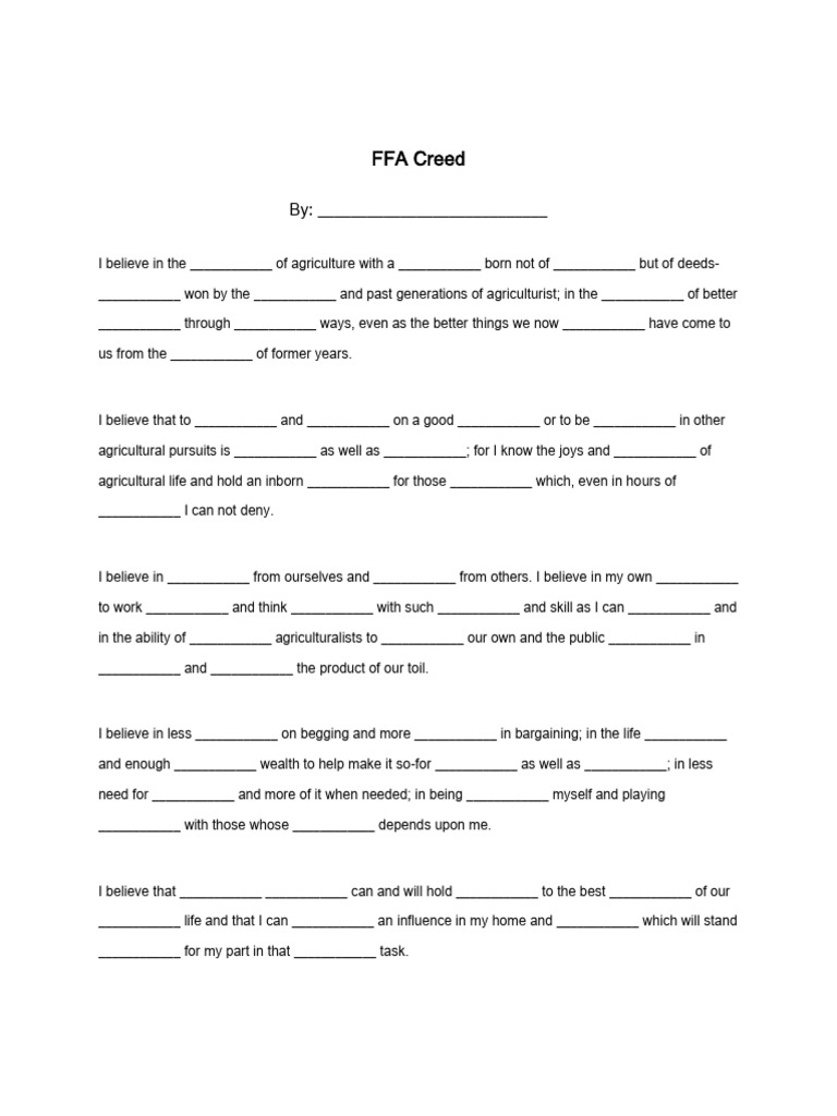 FFA Creed All Paragraphs | PDF | Agricultural Science | Agriculture