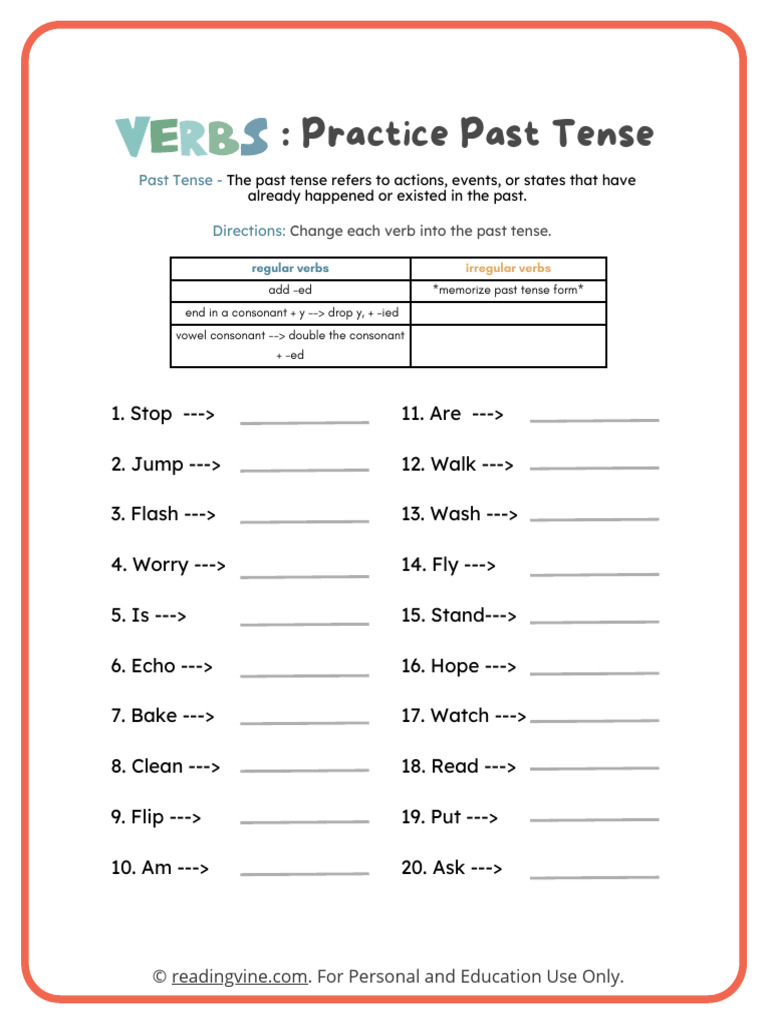 Practice Past Tense Verbs Activity | PDF