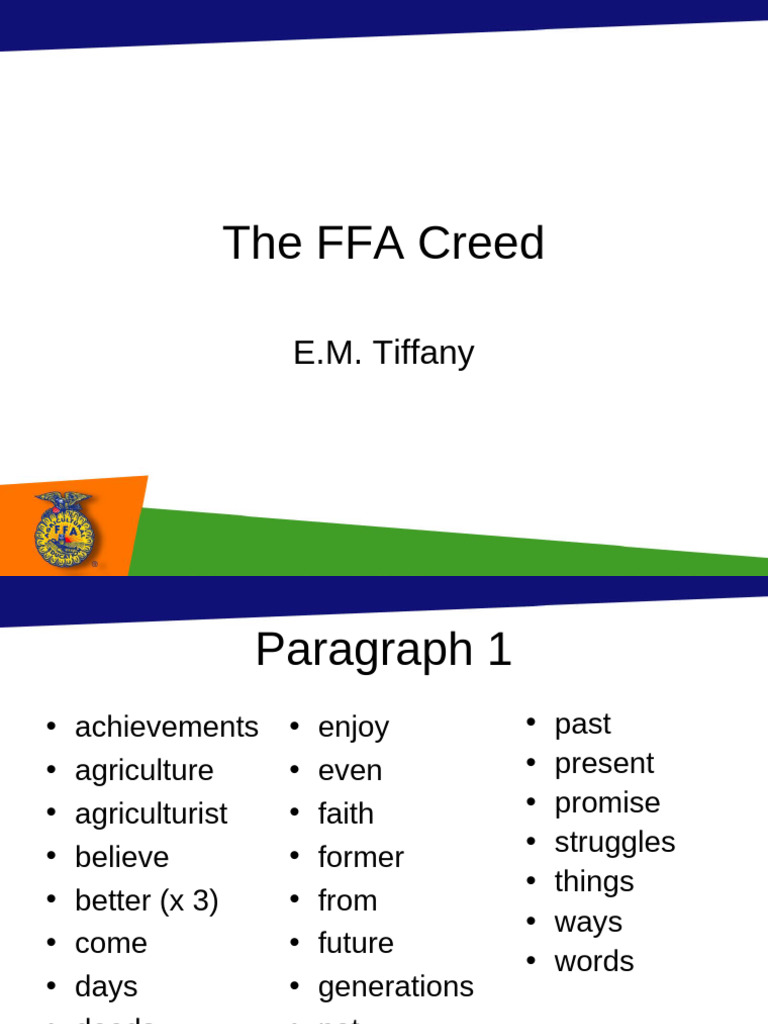 FFA Creed Workbanks | PDF