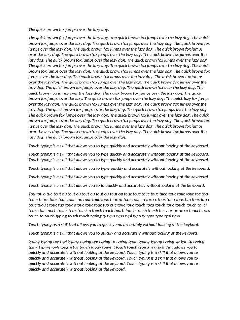 Quick Brown Fox Typing Practice | PDF | Writing Implements | Human ...