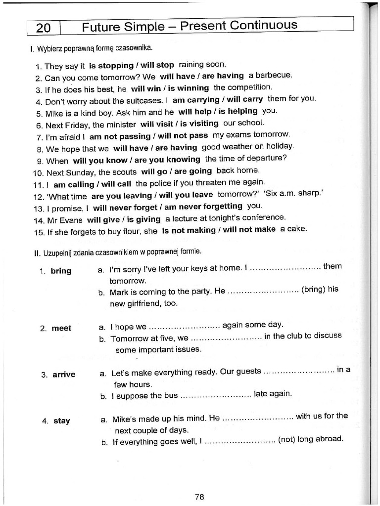 Future Simple Present Continuous | PDF