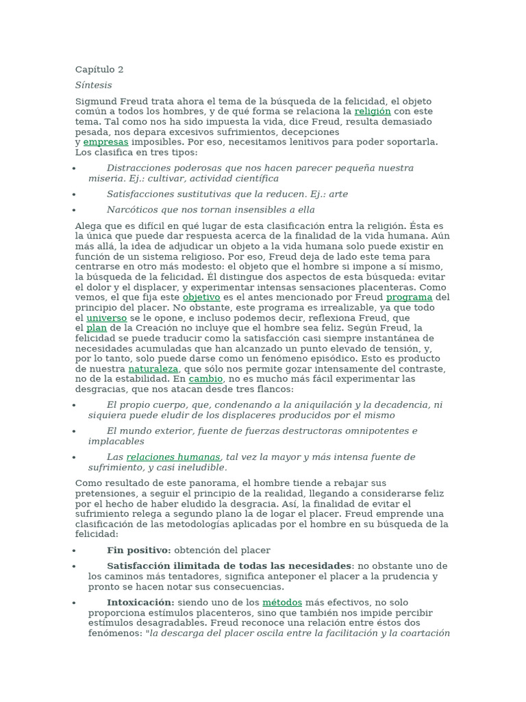 textoMALESTAR EN LA CULTURA CAP 2 Y 3 | PDF | Felicidad | Sufrimiento