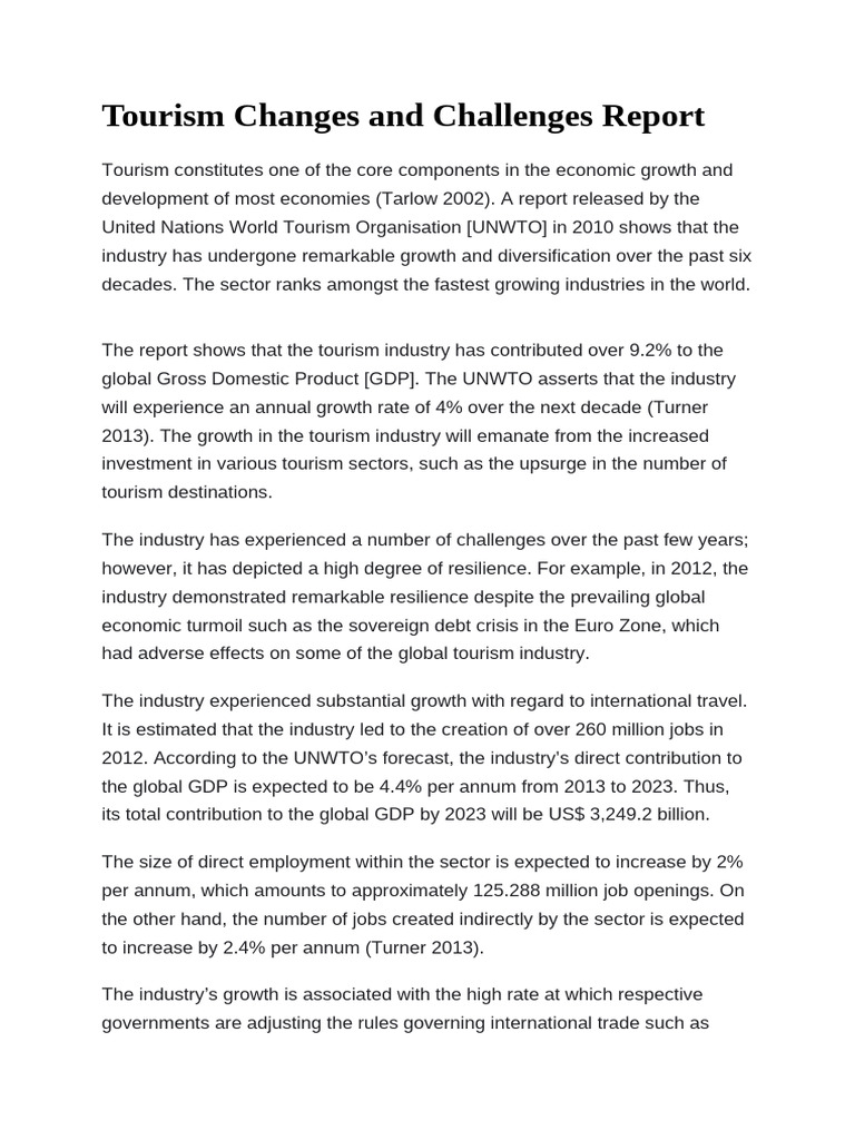 Tourism Changes and Challenges Report | PDF | Tourism | Melbourne