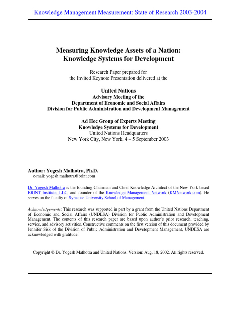 Measuring_knowledge_assets_of_a_nation_k | PDF | Valuation (Finance) | Capital (Economics)
