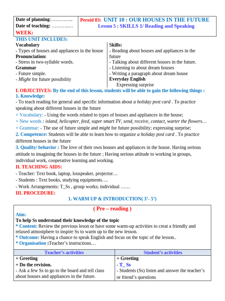 Unit 10 - Lesson 5 - Skills - 1 | PDF | Teachers | Vocabulary