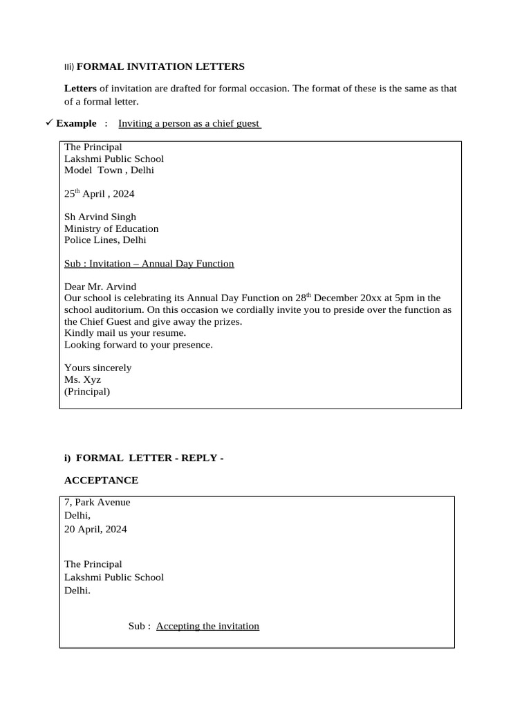 Formal Invitation - Letter & Reply | PDF