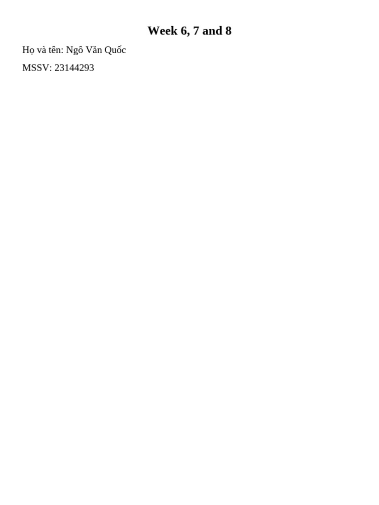 Exercise - Week 6, 7 and 8 | PDF