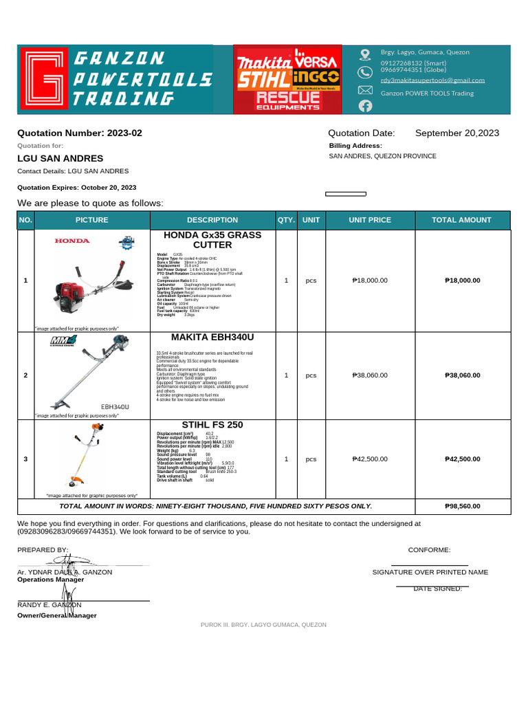 Plaridel Quotation 2023 | PDF | Usb | Optical Fiber