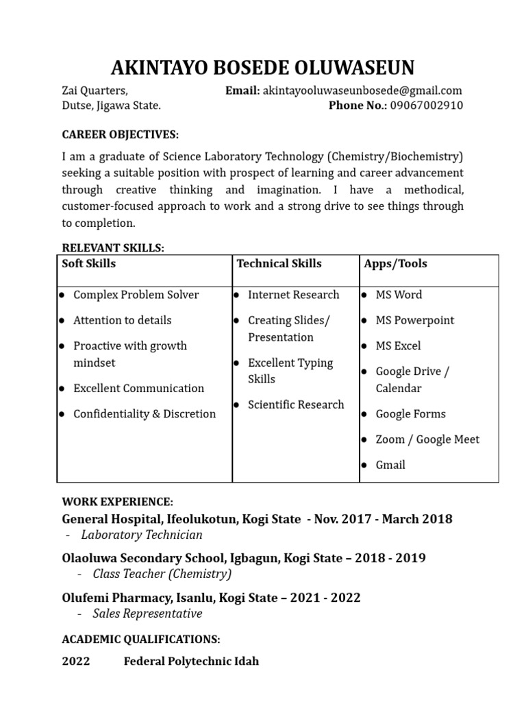 Akintayo Oluwaseun CV | PDF