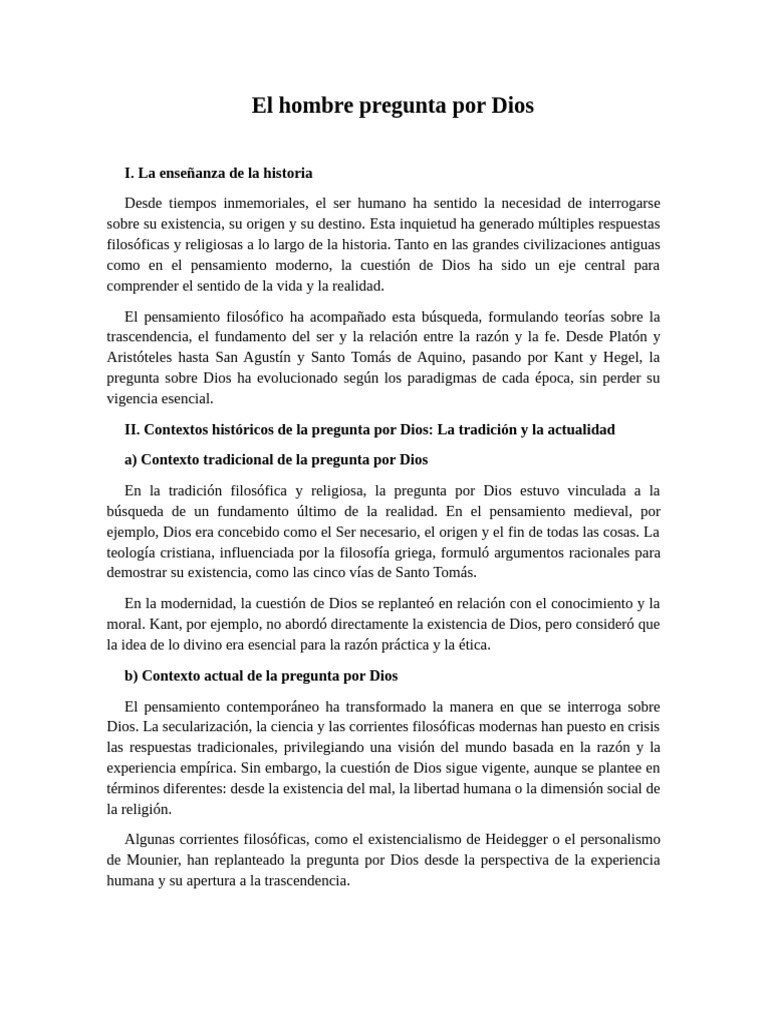 El Hombre Pregunta Por Dios | PDF | Existencia | Immanuel Kant