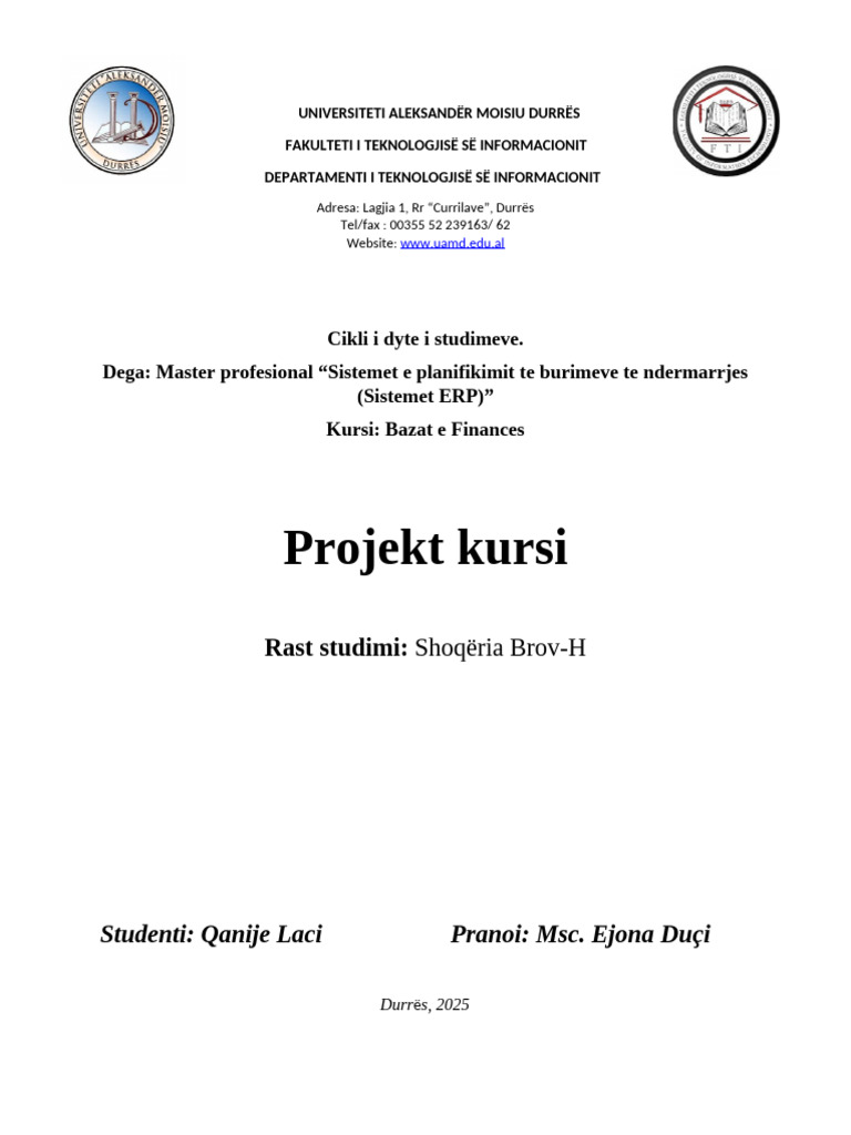 Universiteti Aleksandër Moisiu Durrës | PDF