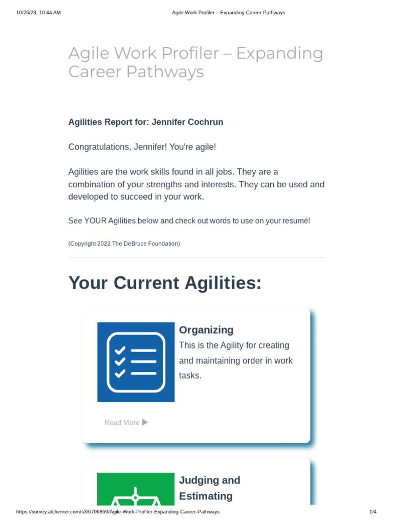 Agile Work Profiler - Expanding Career Pathways | PDF