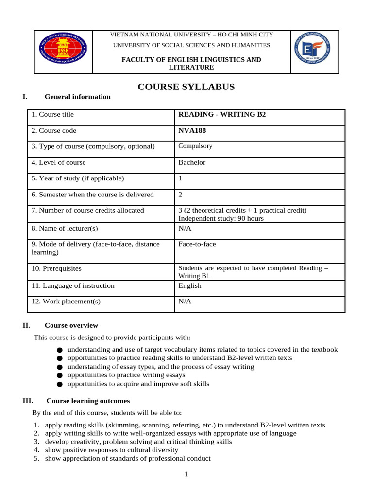 Reading - Writing B2 - Syllabus | PDF | Essays | Human Communication