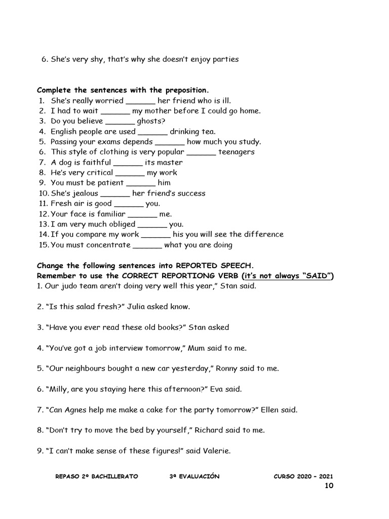 Reported Speech Bach | PDF