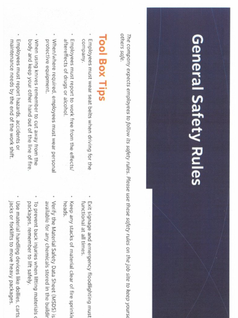 Toolbox Talk General Safety | PDF