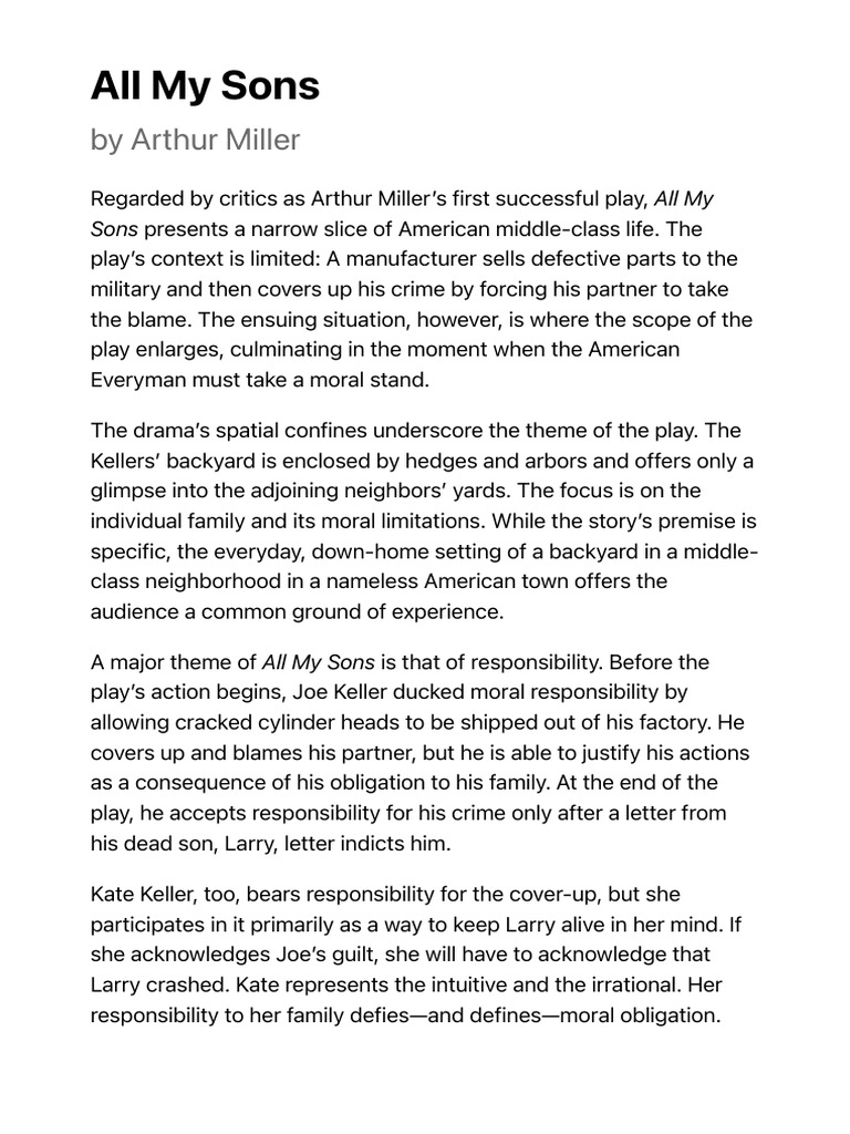 Social Responsibility in All My Sons | PDF