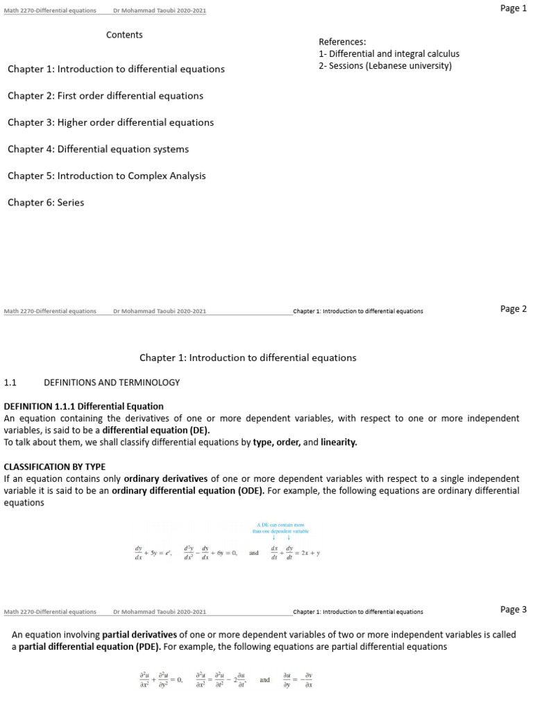chapter 1 lecture1 part1 | PDF | Derivative | Ordinary Differential Equation